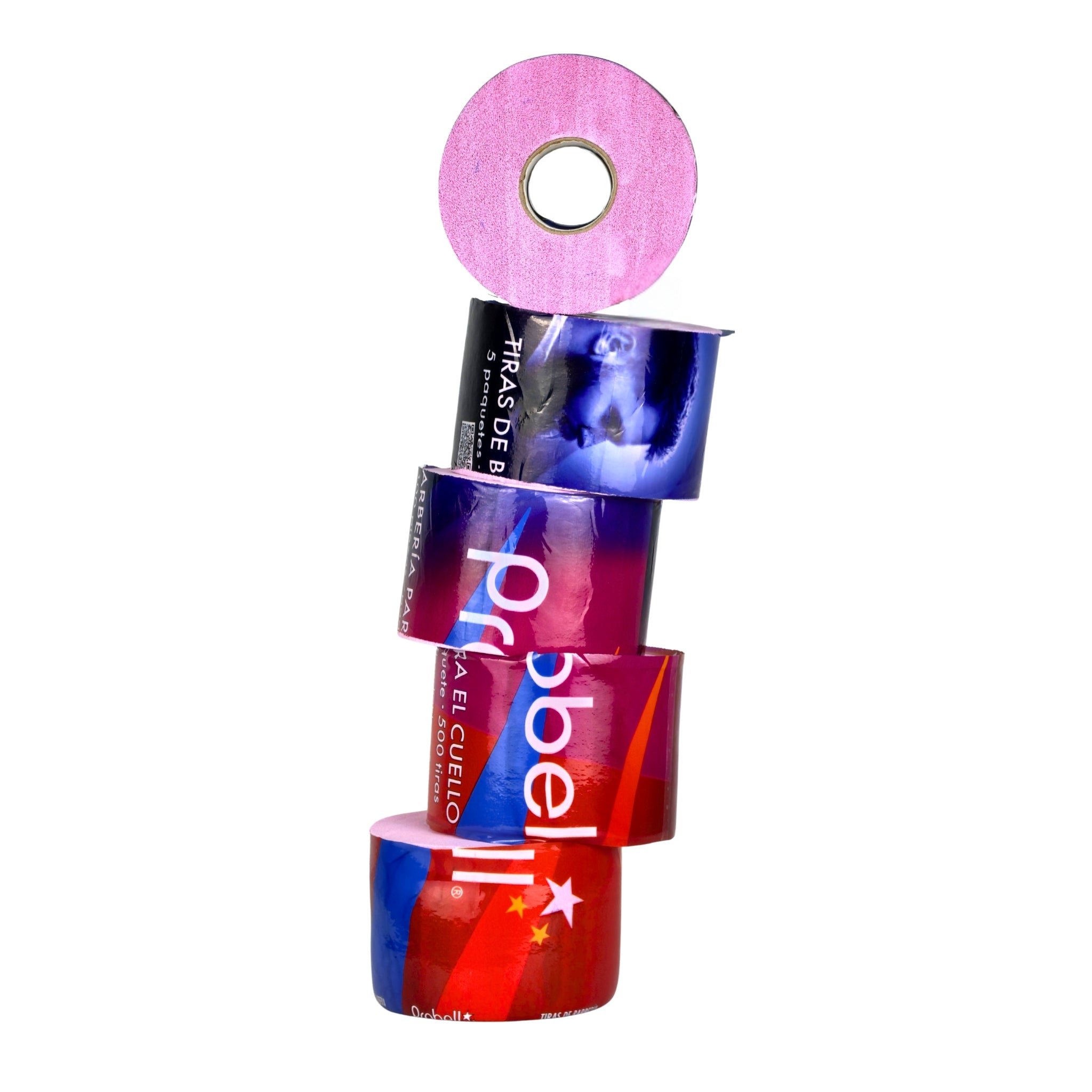 PAPEL CUELLO ROSA PROBELL C/5 ROLLOS C/100 TIRAS – Probell